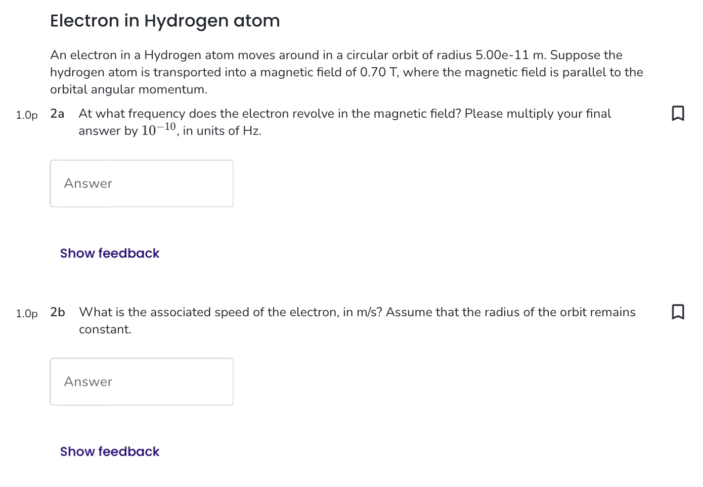 Solved Electron in Hydrogen atomAn electron in a Hydrogen | Chegg.com
