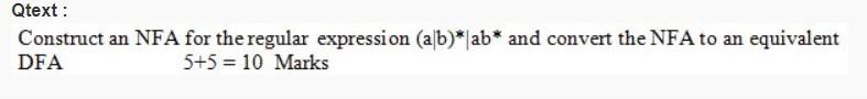 Solved Construct an NFA for the regular expression | Chegg.com