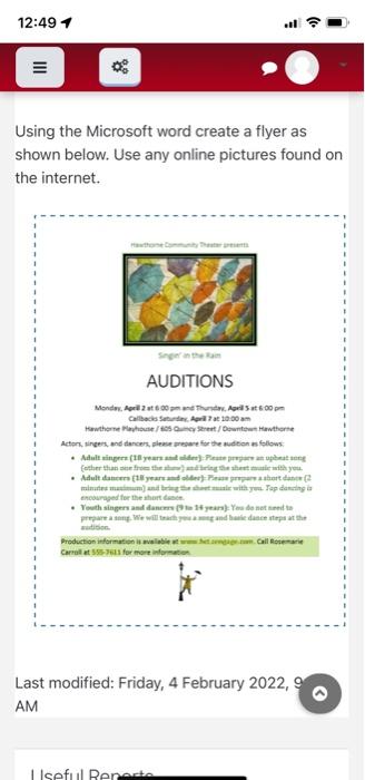 Solved 12:49 1 III 08 Using the Microsoft word create a | Chegg.com