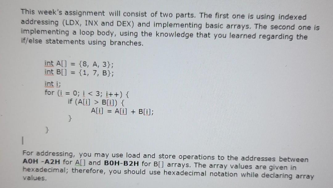 Solved This week's assignment will consist of two parts. The | Chegg.com