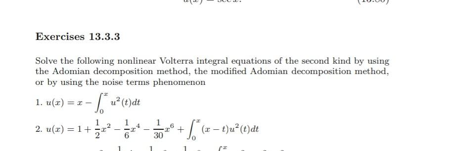 Solved Solve The Following Nonlinear Volterra Integral