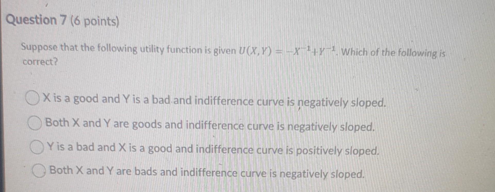 Solved Suppose that the following utility function is given | Chegg.com