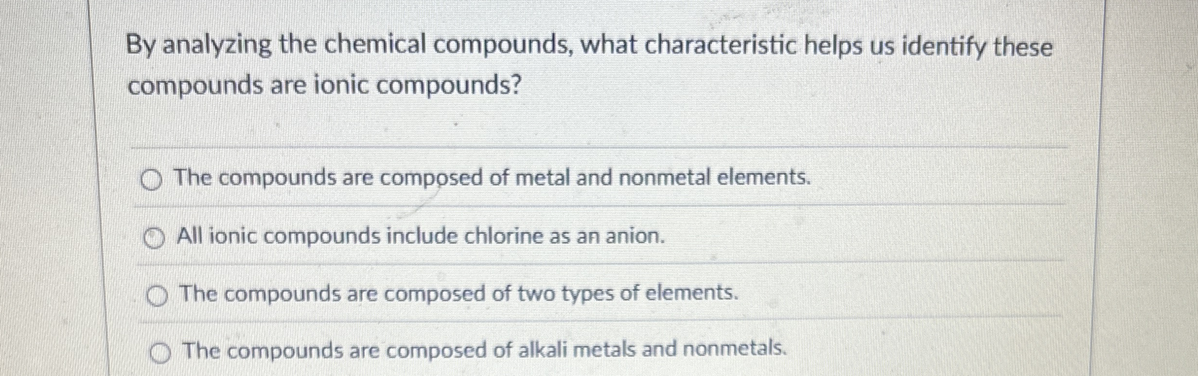 Solved By analyzing the chemical compounds, what | Chegg.com