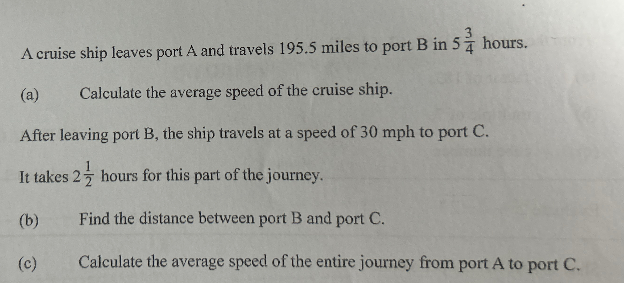 Solved A cruise ship leaves port A and travels 195.5 ﻿miles | Chegg.com