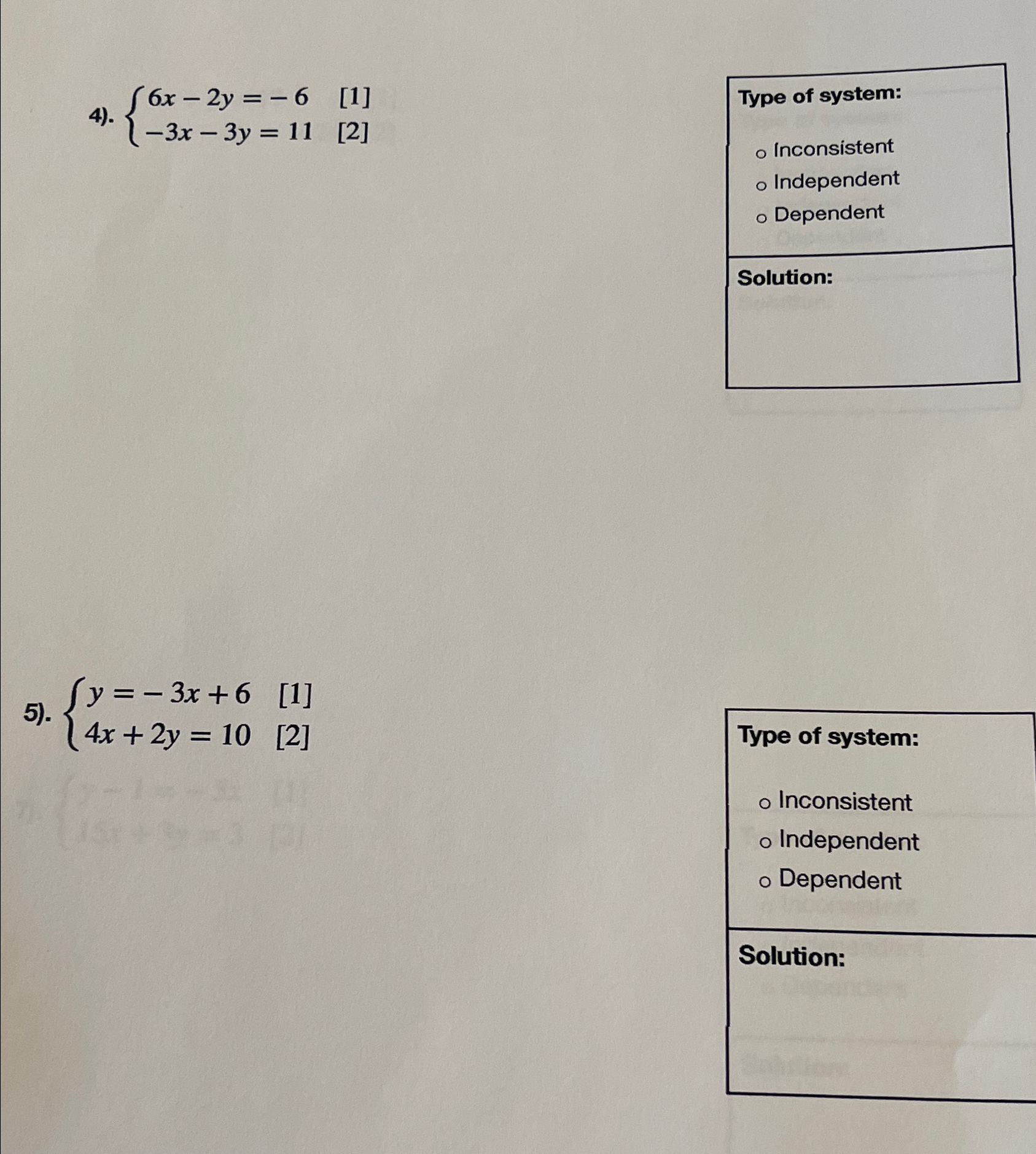 Solved Solve the following systems in 2)-7) ﻿using any | Chegg.com