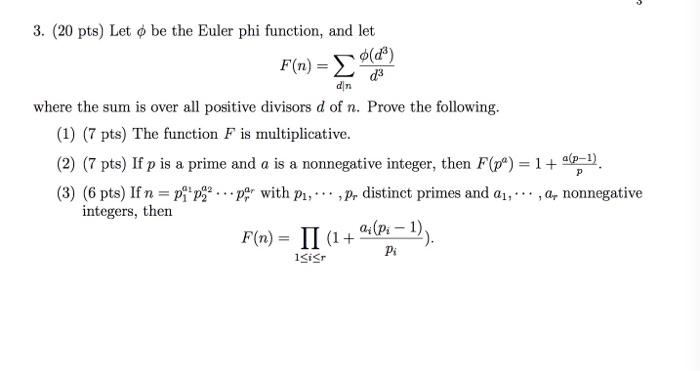 Solved 5 3. (20 pts) Let o be the Euler phi function, and | Chegg.com