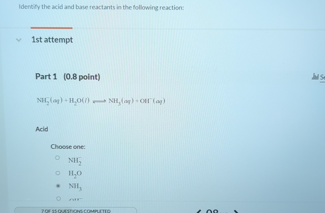 Solved Identify the acid and base reactants in the following | Chegg.com