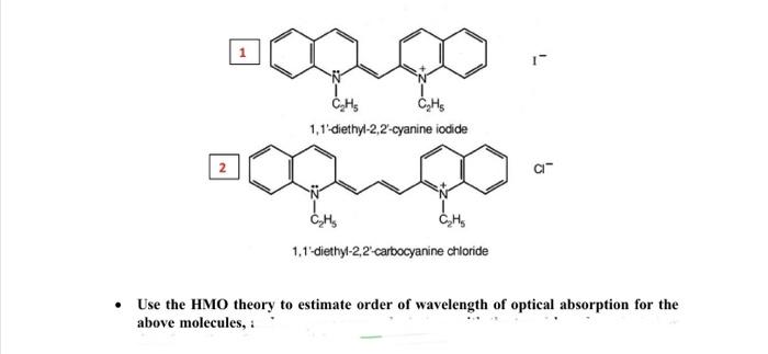 Solved 1 1,1'-diethyl-2,2'cyanine iodide 2 | Chegg.com