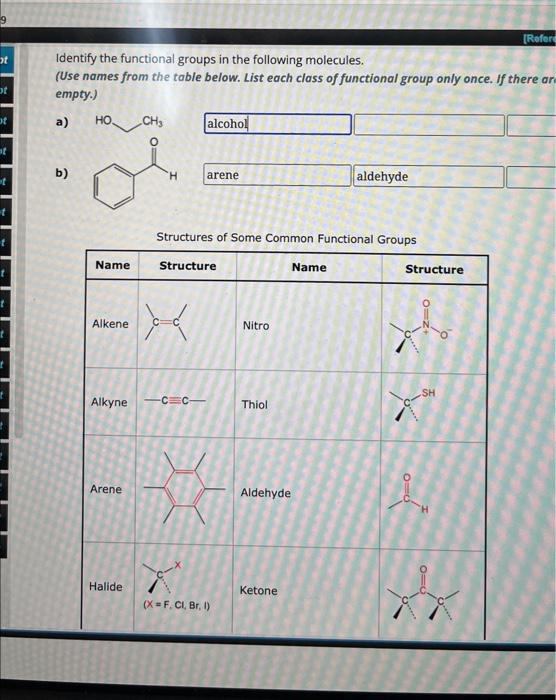 Solved Identify the functional groups in the following | Chegg.com