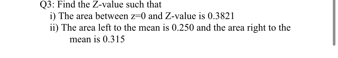 Solved Q3: Find the Z-value such thati) ﻿The area between | Chegg.com