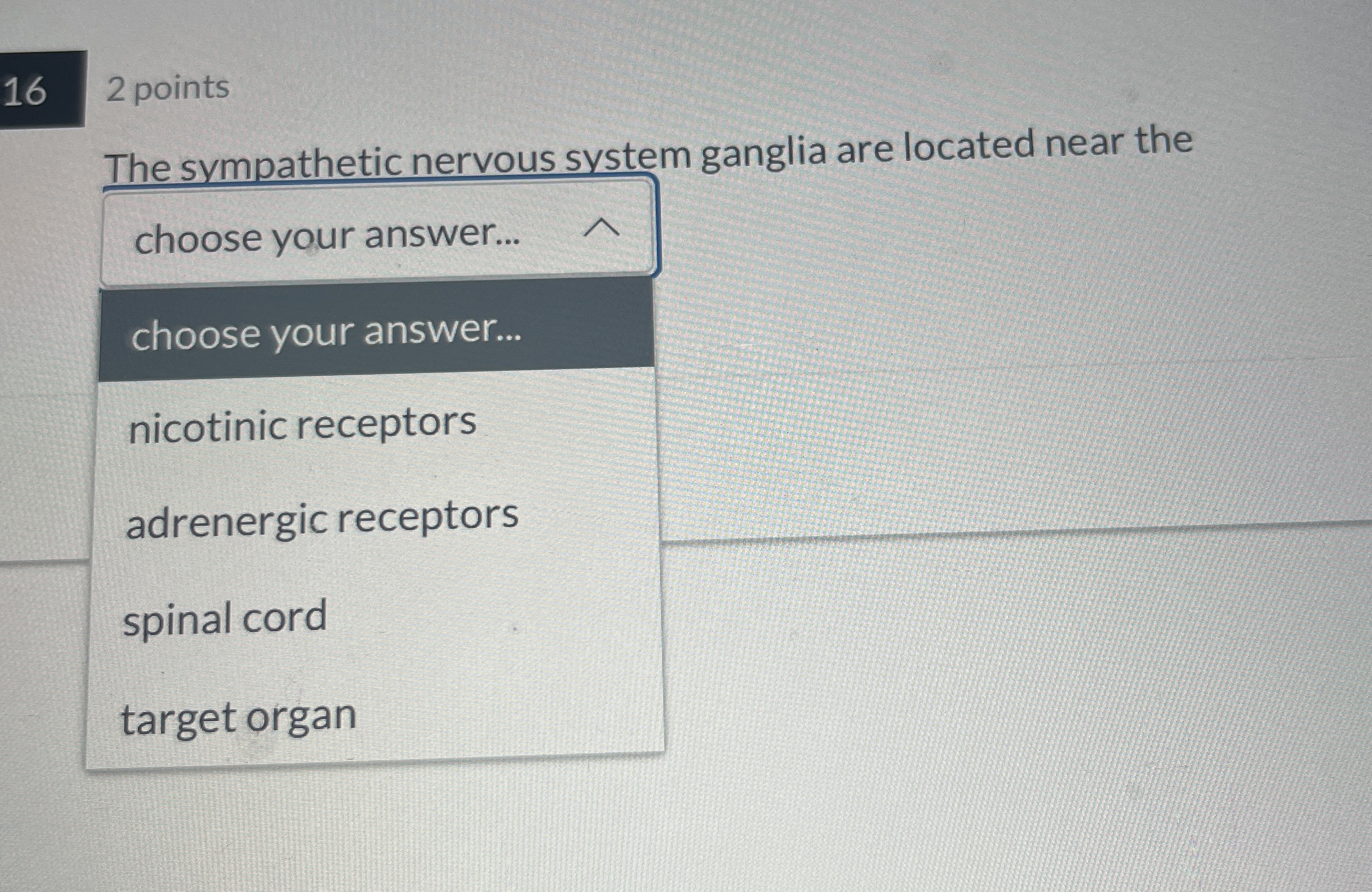 Solved 2 ﻿pointsThe sympathetic nervous system ganglia are | Chegg.com