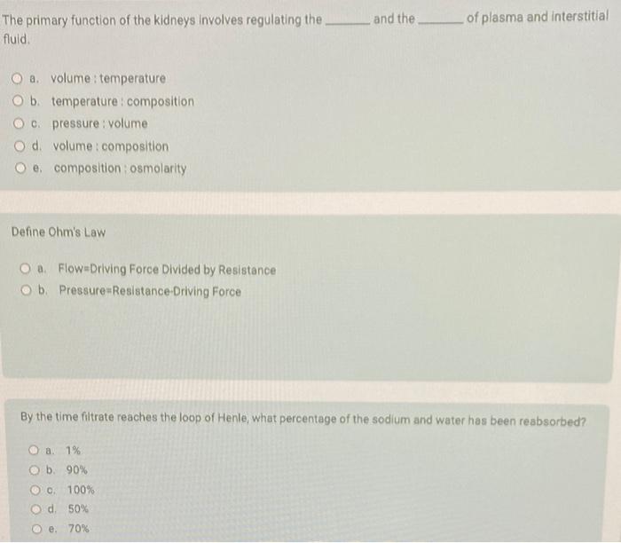 Solved The primary function of the kidneys involves | Chegg.com