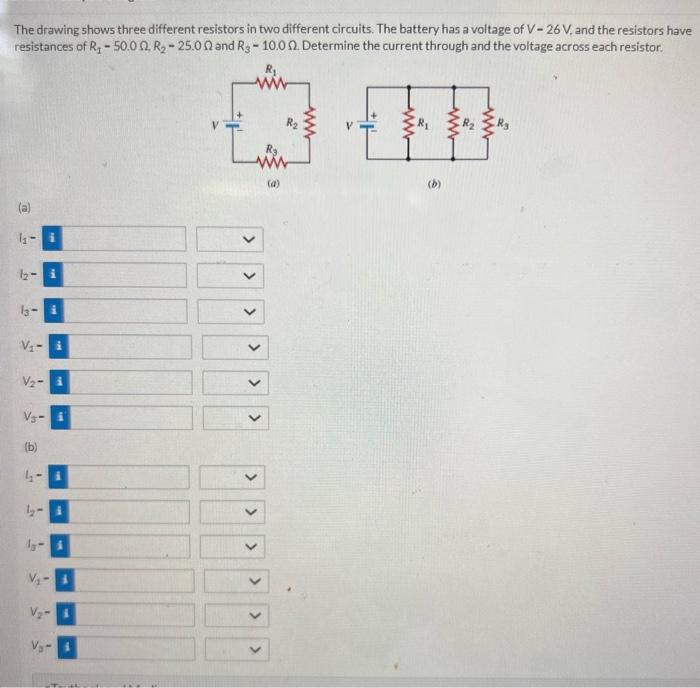 Solved The drawing shows three different resistors in two | Chegg.com