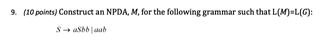 Solved (10 ﻿points) ﻿Construct an NPDA, M, ﻿for the | Chegg.com