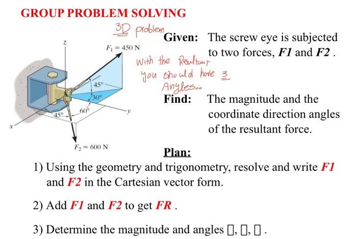 Solved 45 GROUP PROBLEM SOLVING 3D problema Given: The screw | Chegg.com