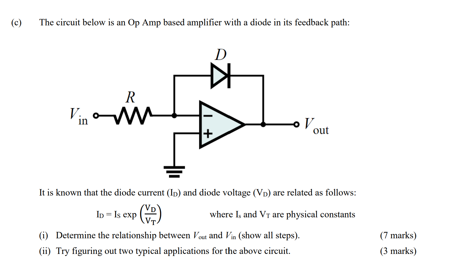 Solved (c) ﻿The circuit below is an Op Amp based amplifier | Chegg.com