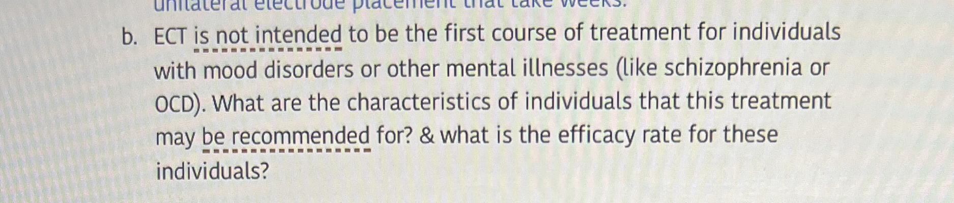 Solved b. ﻿ECT is not intended to be the first course of | Chegg.com