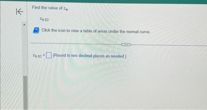 Solved Click the icon to view a table of areas under the | Chegg.com