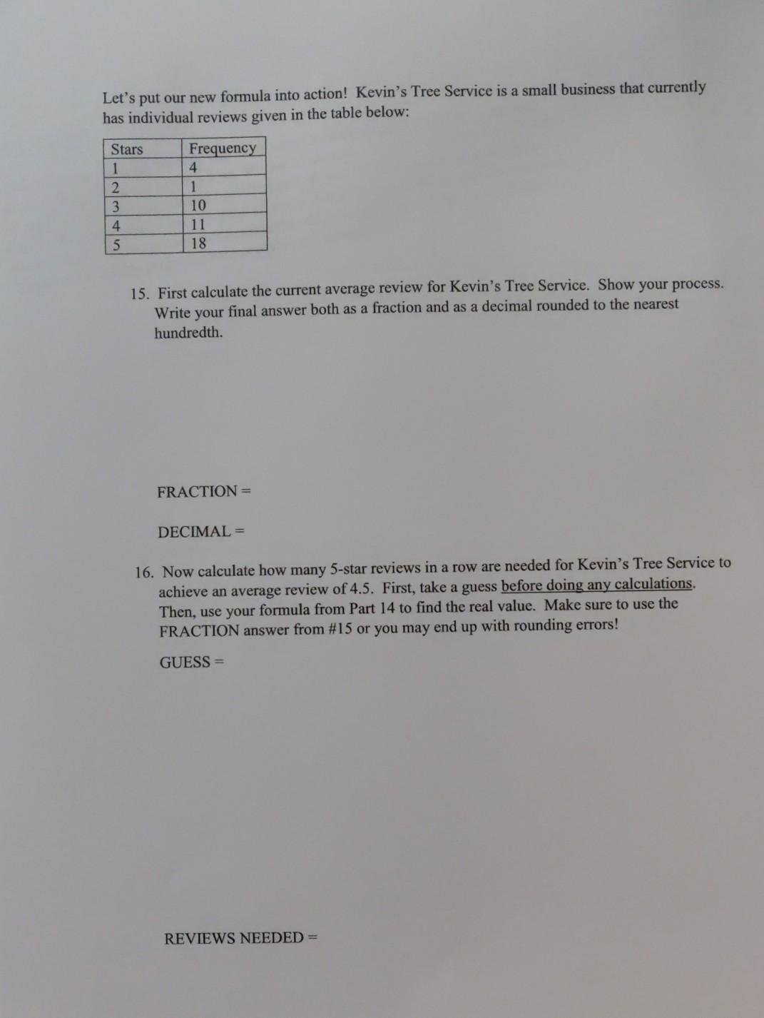 Solved A Review of Averaging Formulas Math 1010 Intermediate | Chegg.com