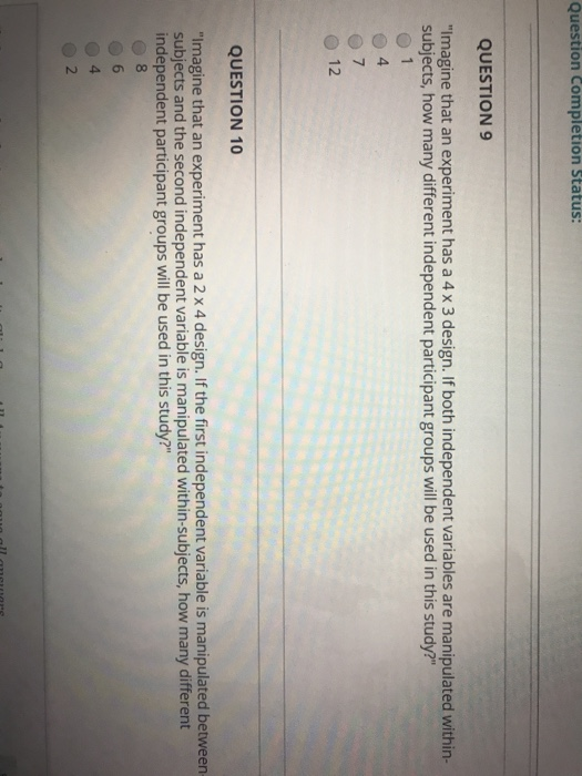 Solved Question Completion Status: QUESTION 9 "Imagine that | Chegg.com