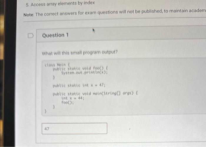 Solved 5. Access array elements by index Note: The correct | Chegg.com Solved 5. Access array elements by index Note: The correct | Chegg.com