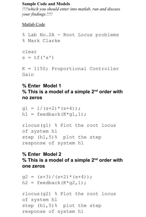 Solved explain the difference in the root locus and step | Chegg.com