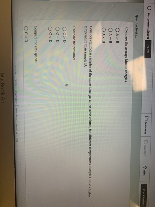 Solved Assignment Score: 72.7% Resources Give Up? Hint Check | Chegg.com