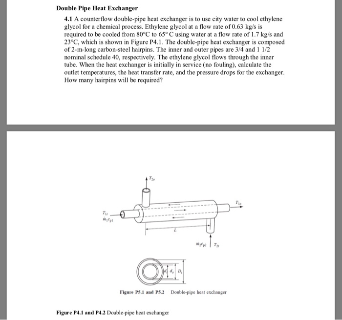 Solved Double Pipe Heat Exchanger 4.1 A counterflow | Chegg.com