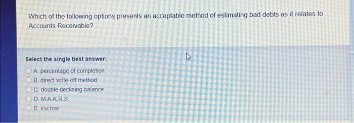 Solved Which of the following options presents an acceptable | Chegg.com