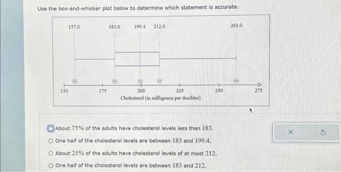 Solved Use the box-and-whisker plot below to determine which | Chegg.com