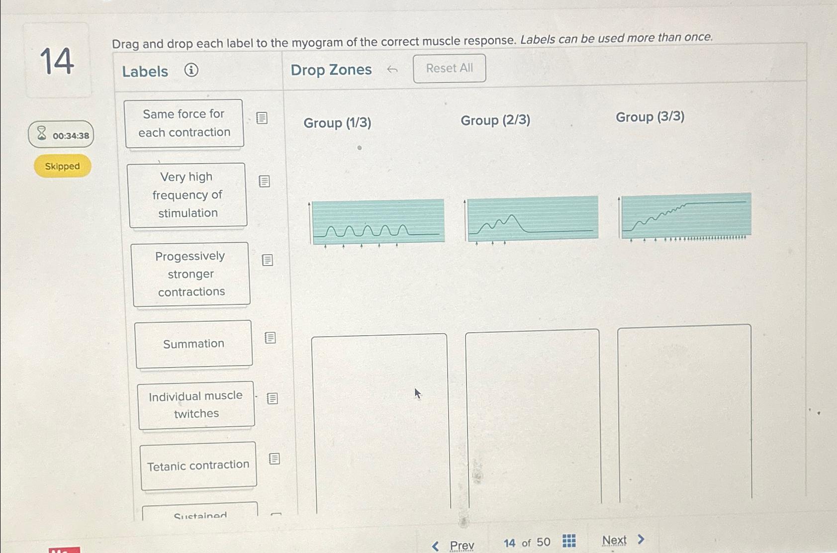 Solved 14Drag and drop each label to the myogram of the | Chegg.com