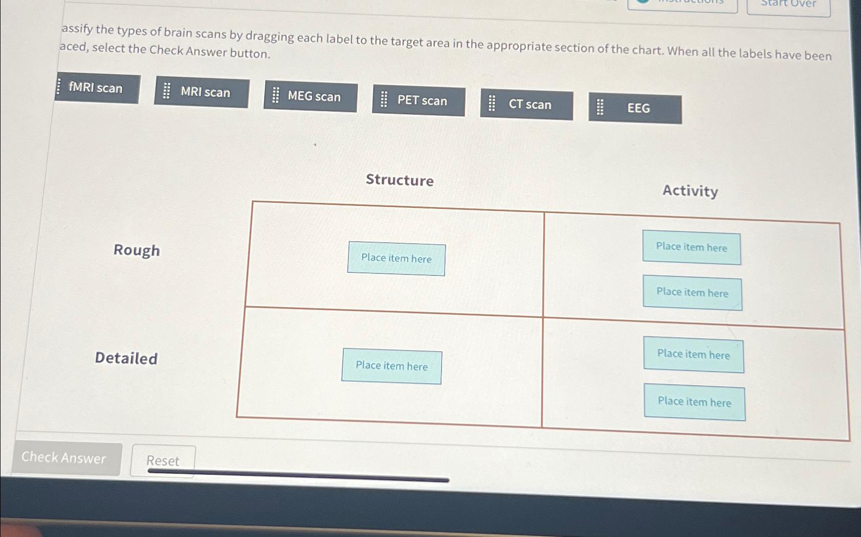 Solved assify the types of brain scans by dragging each | Chegg.com
