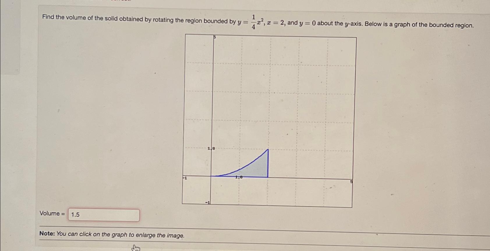 Solved Find the volume of the solid obtained by rotating the | Chegg.com