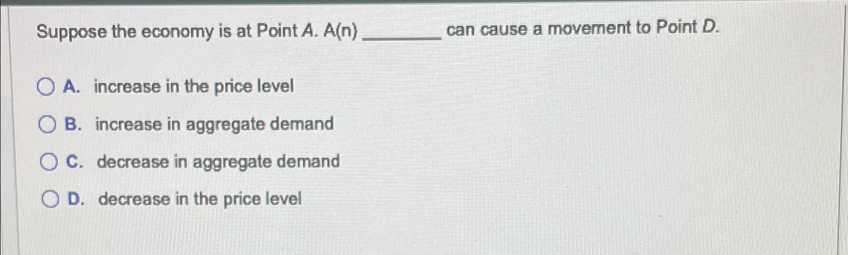 Solved Suppose the economy is at Point A. A(n) ﻿can cause a | Chegg.com
