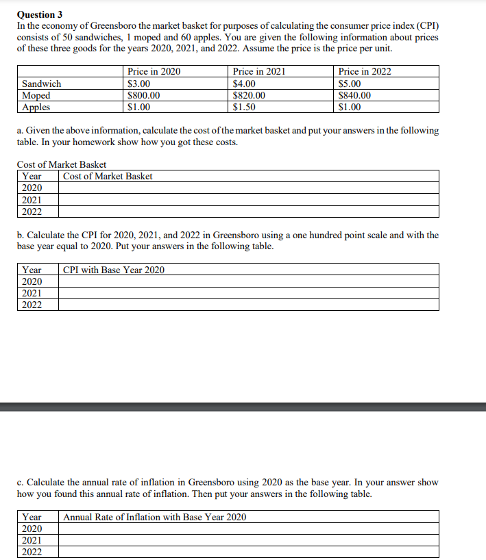 Solved Question 3In the economy of Greensboro the market | Chegg.com