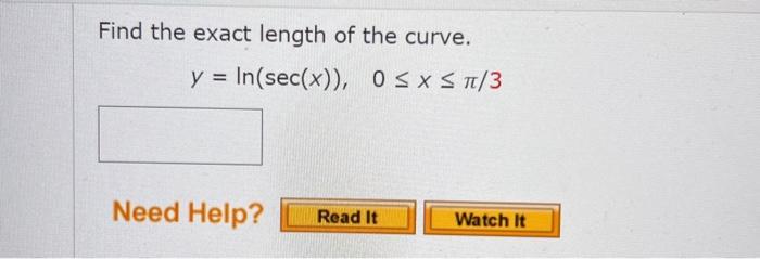 Solved Find the exact length of the curve. | Chegg.com