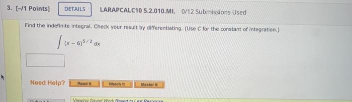 Solved 3. [-/1 Points) DETAILS LARAPCALC10 5.2.010.MI. 0/12 | Chegg.com Solved 3. [-/1 Points) DETAILS LARAPCALC10 5.2.010.MI. 0/12 | Chegg.com