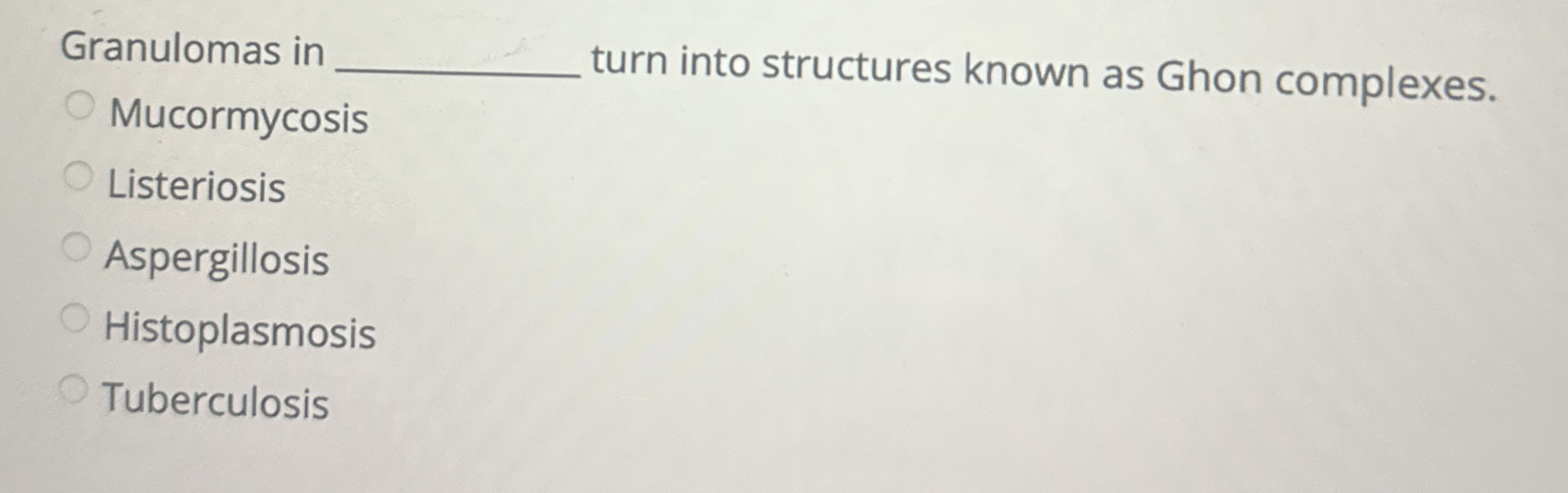 Solved Granulomas in q,turn into structures known as Ghon | Chegg.com