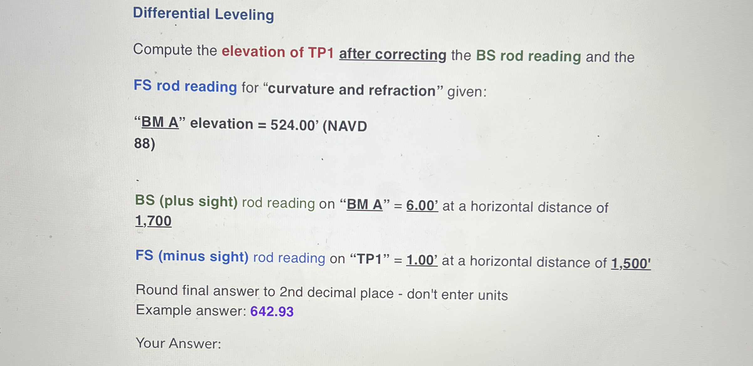 Solved Differential LevelingCompute the elevation of TP1 | Chegg.com