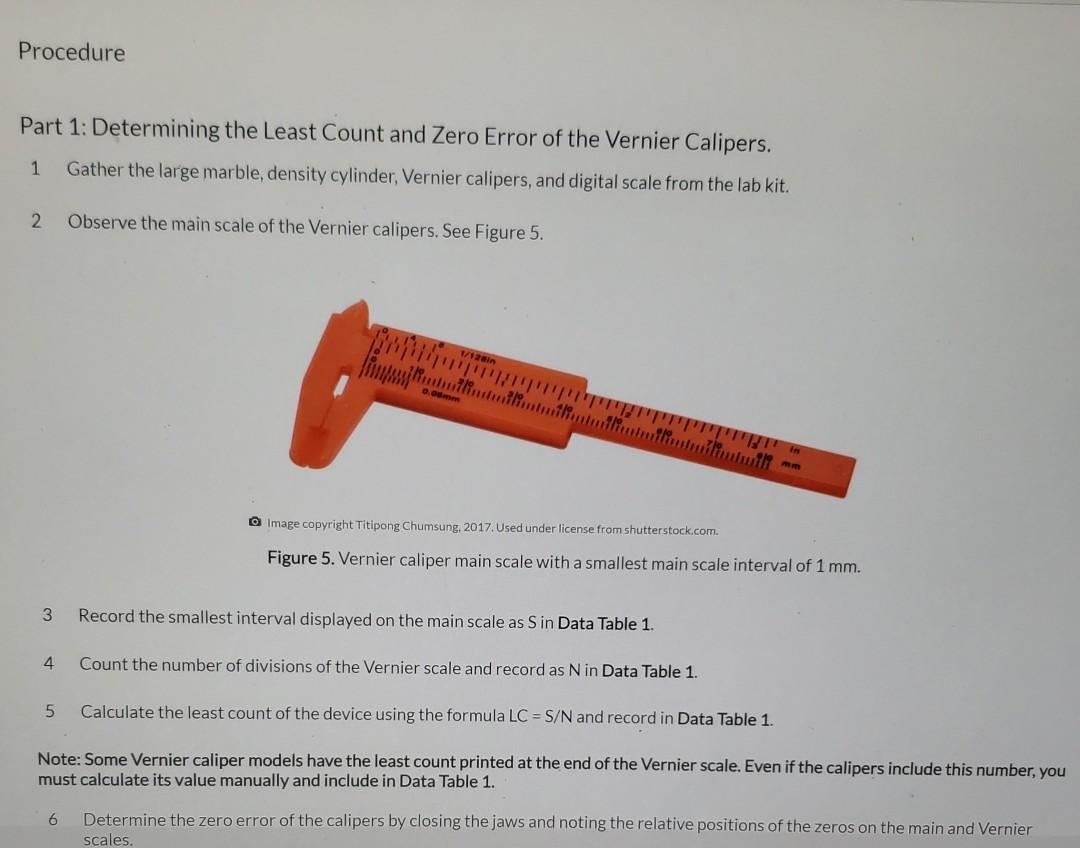 Procedure Part 1: Determining the Least Count and | Chegg.com