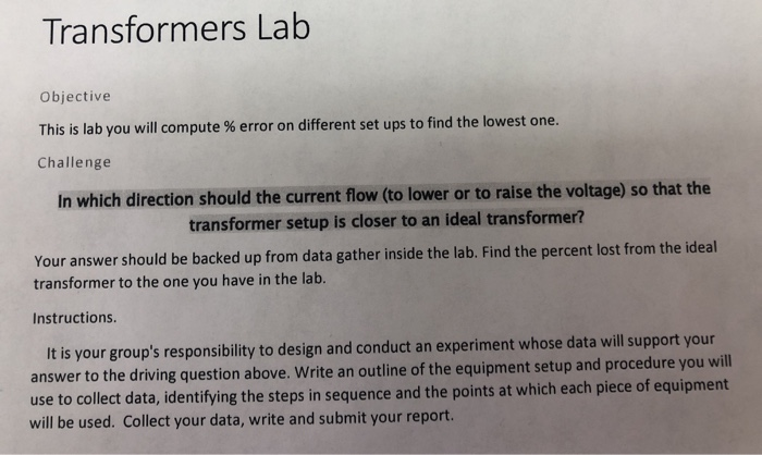 Transformers Lab Objective This is lab you will | Chegg.com