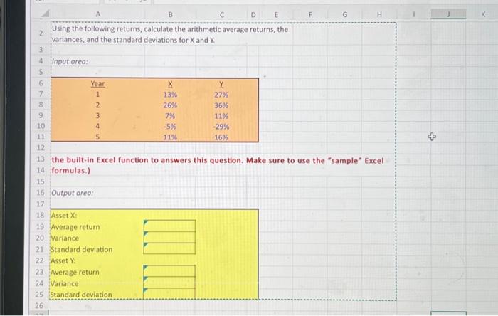 Solved Using the following returns, calculate the arithmetic | Chegg.com