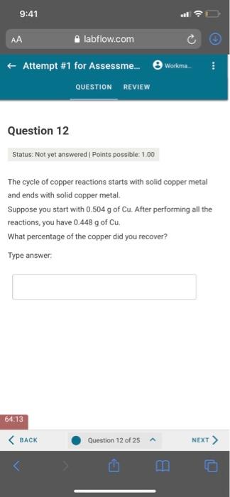 Solved 9:41 AA labflow.com + Attempt #1 for Assessme... | Chegg.com