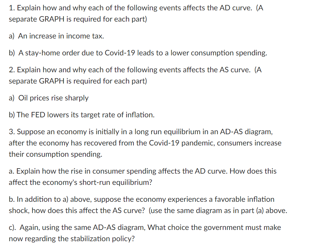 Solved 1. ﻿Explain how and why each of the following events | Chegg.com
