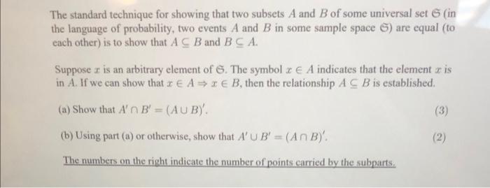 Solved the language of probability, two events A and B in | Chegg.com