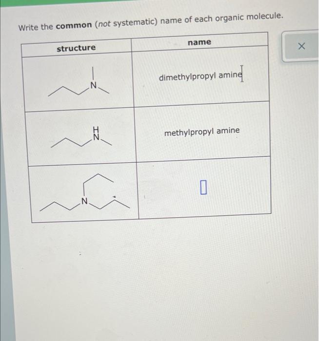 Solved Write the common (not systematic) name of each | Chegg.com