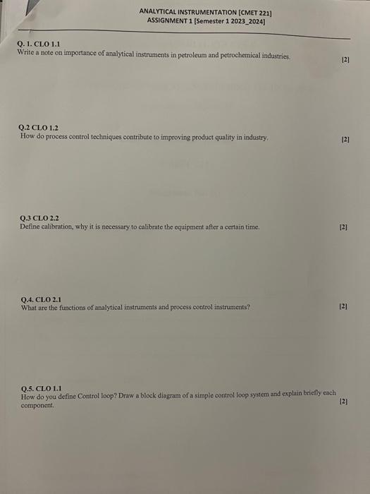 Solved Q.1. CLO 1.1 Write a note on importance of analytical | Chegg.com