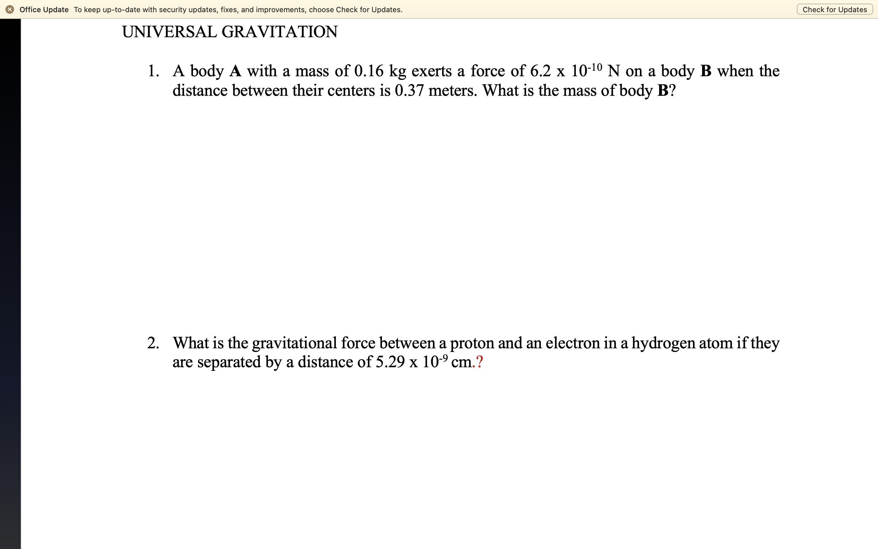 Solved UNIVERSAL GRAVITATION1.A body A with a mass of 0.16kg | Chegg.com