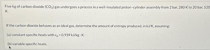 Solved Five kg of carbon dioxide (CO2) gas undergoes a | Chegg.com