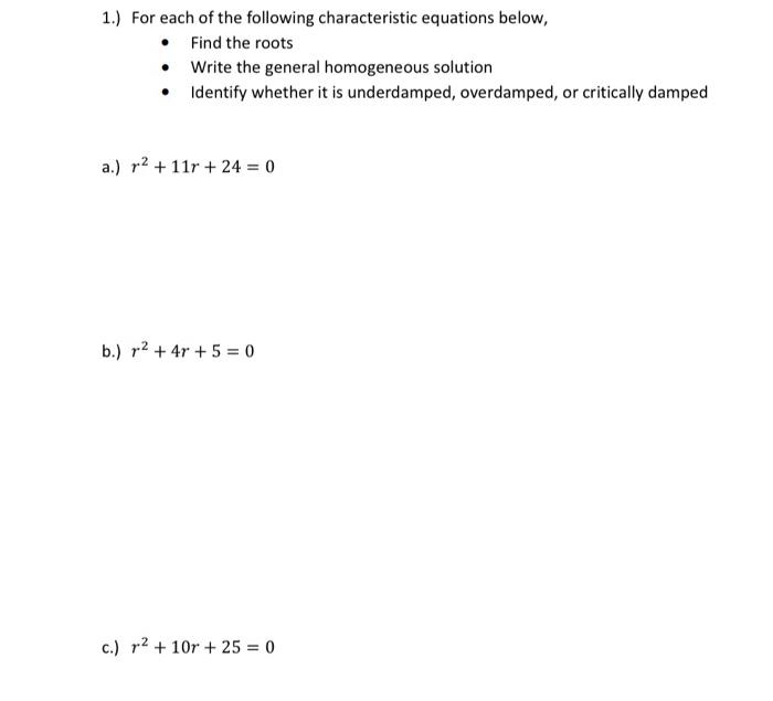 Solved 1.) For each of the following characteristic | Chegg.com